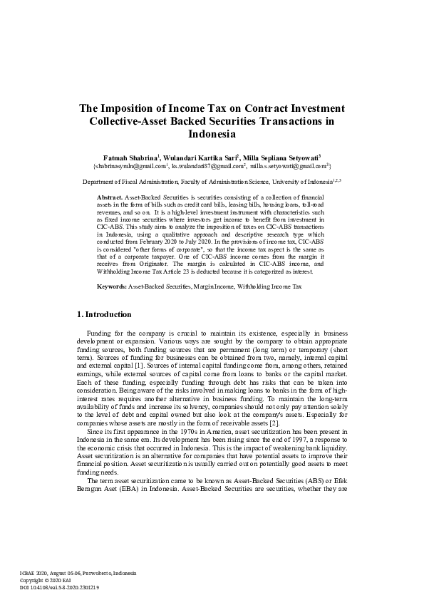 (PDF) The Imposition of Income Tax on Contract Investment Collective ...