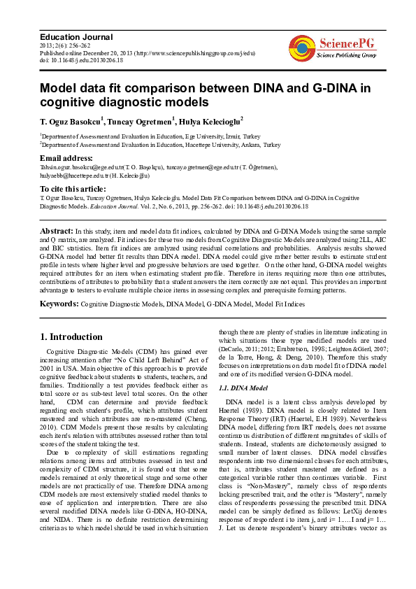 (PDF) Cognitive Diagnostic Models