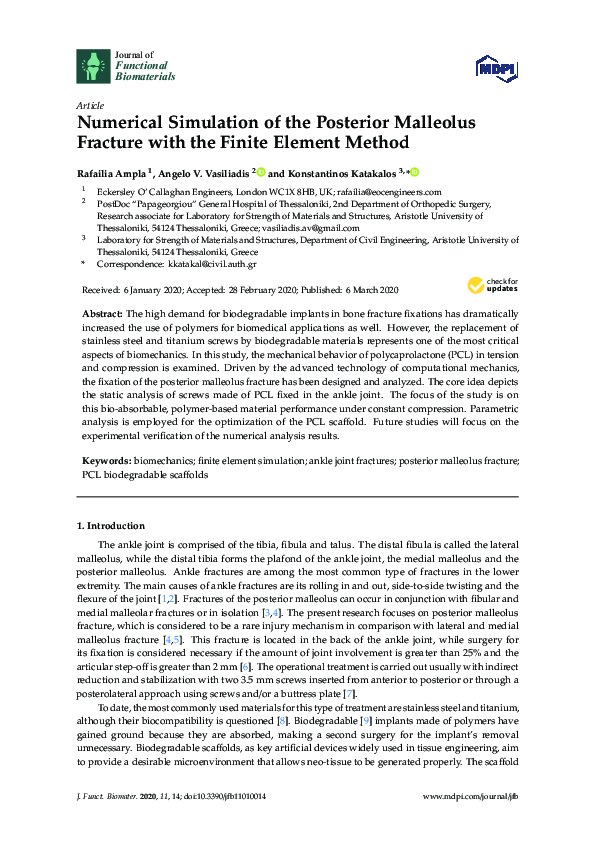 (PDF) Numerical Simulation of the Posterior Malleolus Fracture with the ...