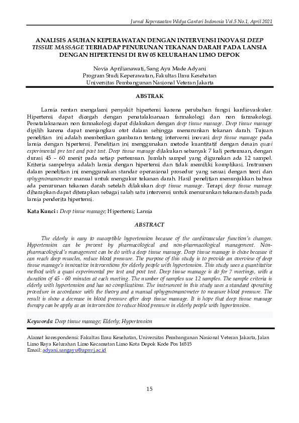 (PDF) Analisis Asuhan Keperawatan dengan Intervensi Inovasi Deep Tissue ...