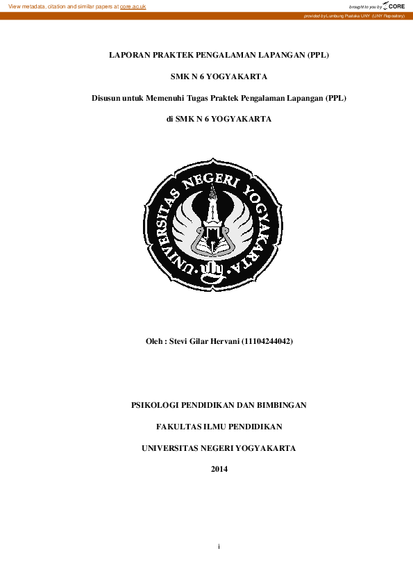 (PDF) LAPORAN PRAKTEK PENGALAMAN LAPANGAN (PPL)SMK N 6 YOGYAKARTADisusun untuk Memenuhi Tugas ...