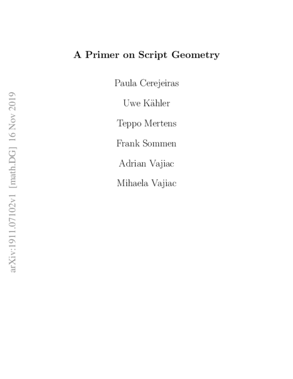 (PDF) A primer on Script Geometry