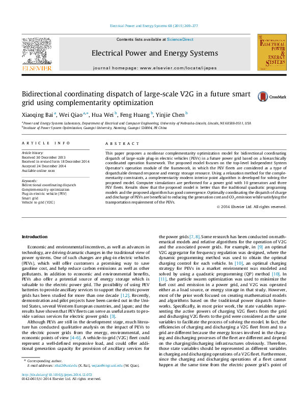 (PDF) Bidirectional coordinating dispatch of large-scale V2G in a future smart grid using ...