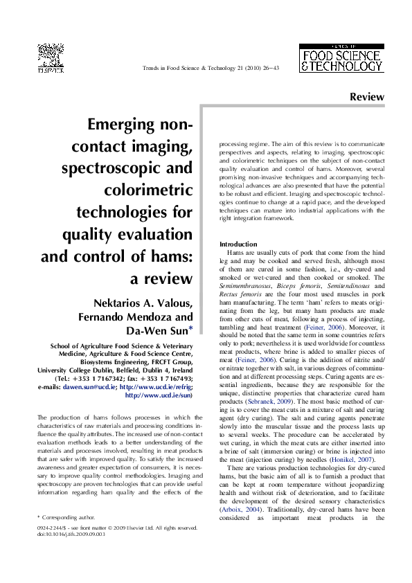 (PDF) Emerging non-contact imaging, spectroscopic and colorimetric technologies for quality ...