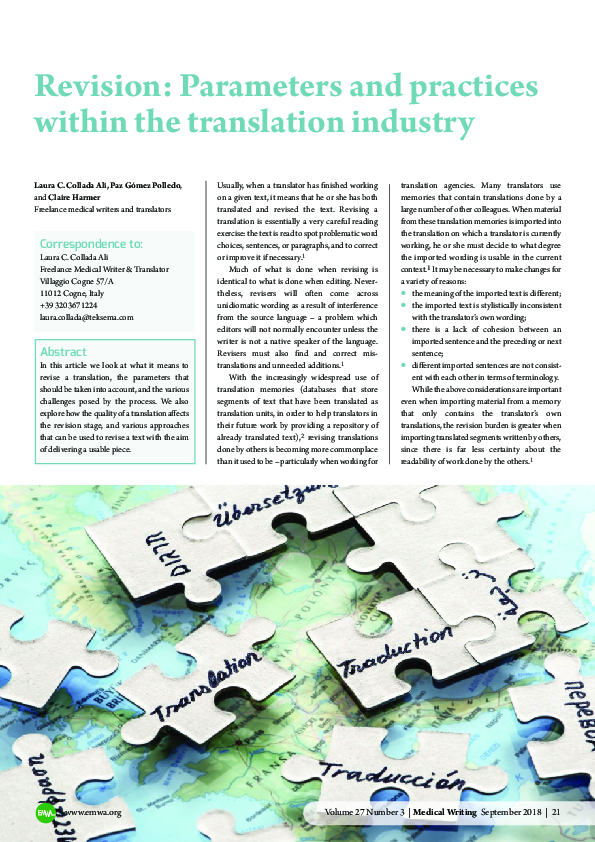 (PDF) Revision: Parameters and practices within the translation industry