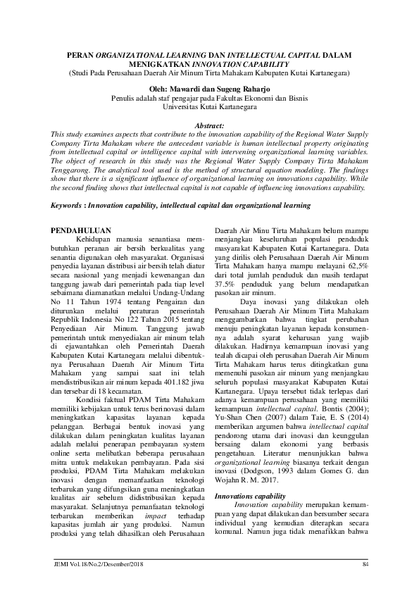 (PDF) Peran Organizational Learning Dan Intellectual Capital Dalam Menigkatkan Innovation ...