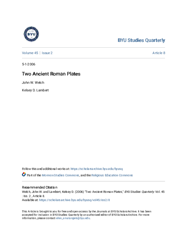 (PDF) Two Ancient Roman Plates