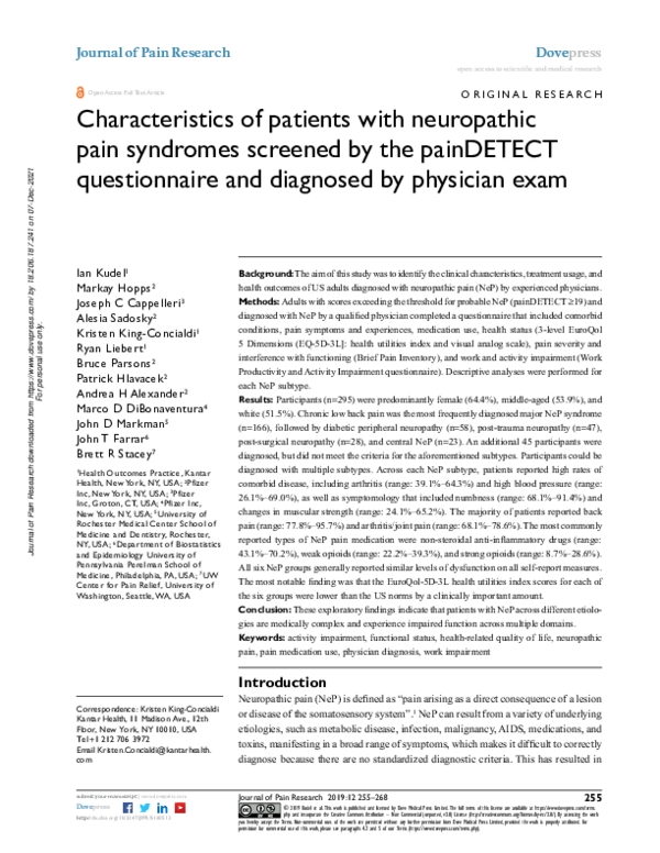 (PDF) Characteristics of patients with neuropathic pain syndromes ...