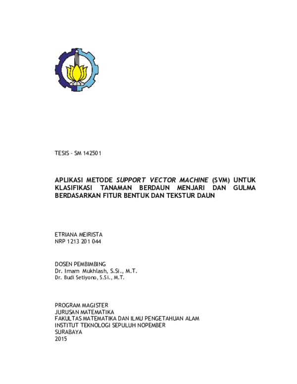 (PDF) Aplikasi metode Support Vector Machine (SVM) untuk klasifikasi tanaman berdaun menjari dan ...