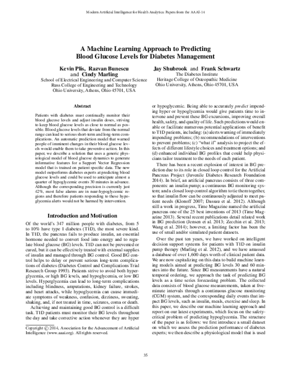 (PDF) A Machine Learning Approach to Predicting Blood Glucose Levels ...