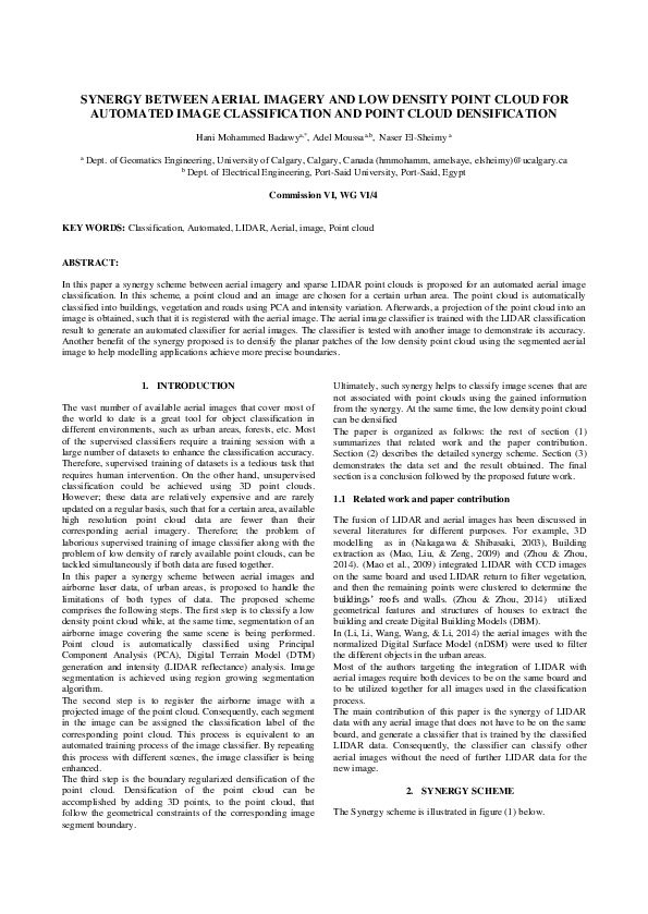 (PDF) Synergy between aerial imagery and low density point cloud for automated image ...
