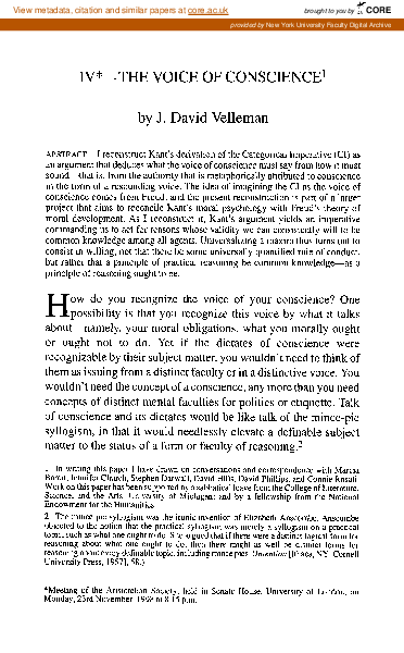 (PDF) IV—The Voice of Conscience