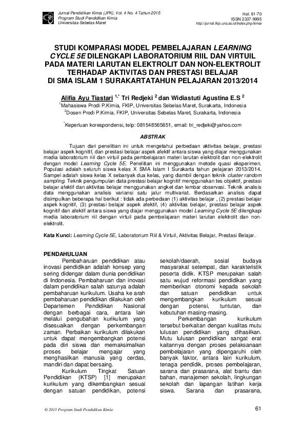 (PDF) Studi Komparasi Model Pembelajaran Learning Cycle 5e Dilengkapi ...