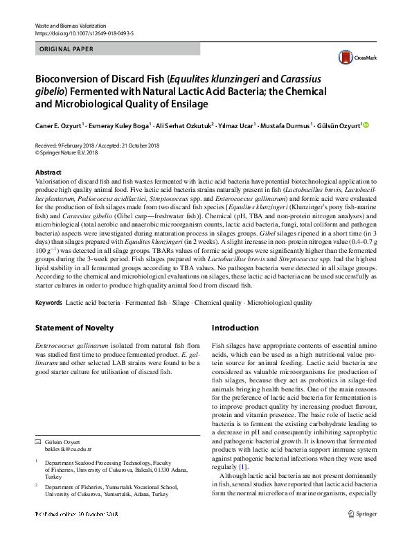 (PDF) Bioconversion of Discard Fish (Equulites klunzingeri and ...