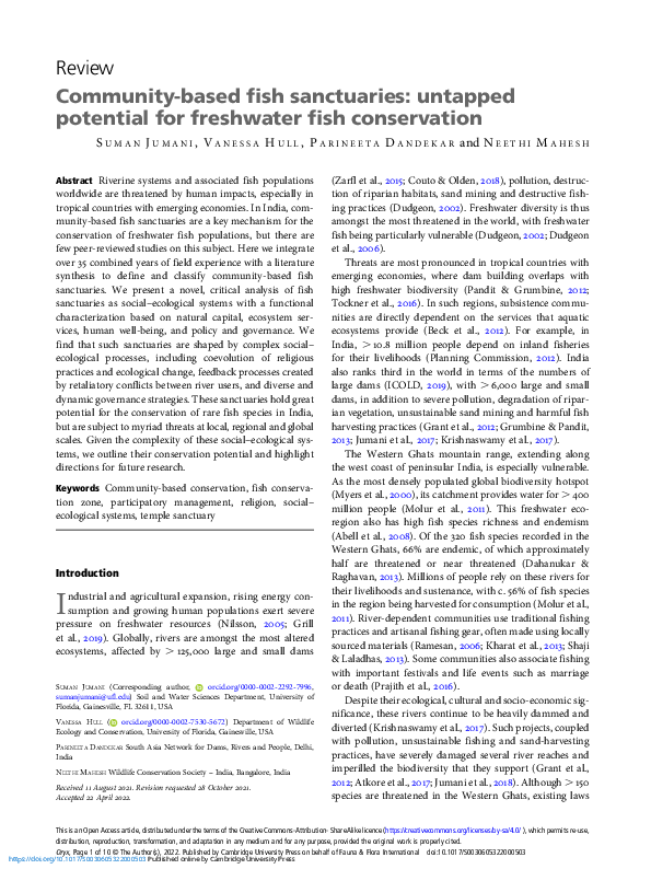 (PDF) Community-based fish sanctuaries: untapped potential for ...