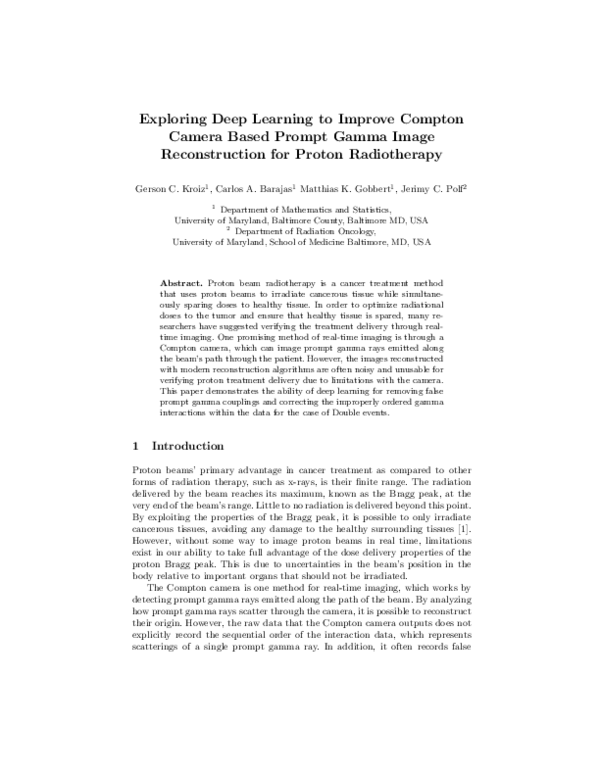 (PDF) Exploring Deep Learning to Improve Compton Camera Based Prompt Gamma Image Reconstruction ...