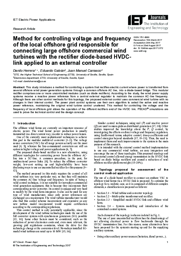 (PDF) Method for controlling voltage and frequency of the local offshore grid responsible for ...