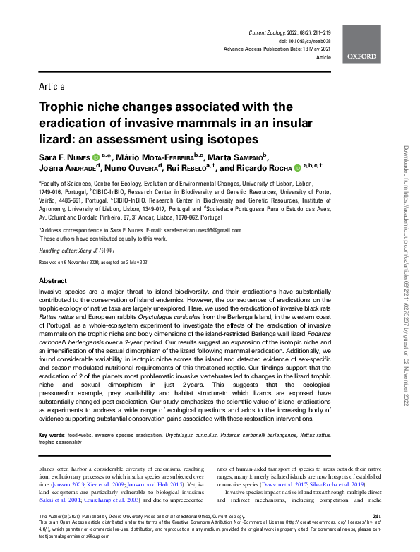 (PDF) Trophic niche changes associated with the eradication of invasive ...