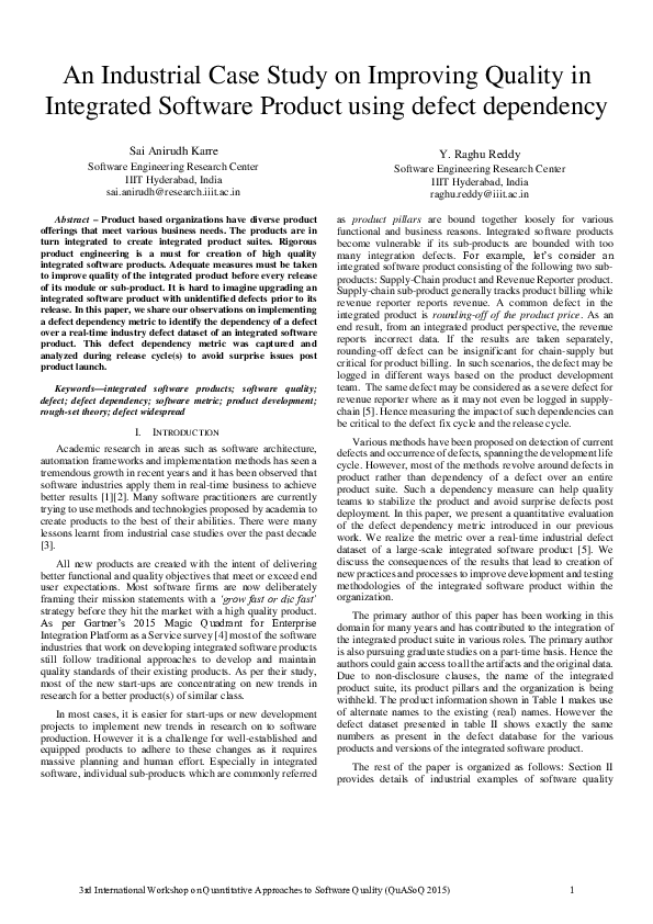 (PDF) An Industrial Case Study on Improving Quality in Integrated ...