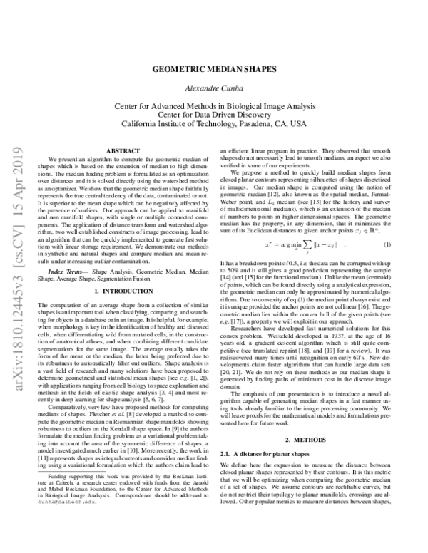 (PDF) Geometric Median Shapes