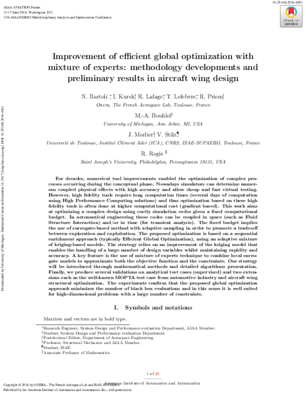 (PDF) Improvement of efficient global optimization with application to aircraft wing design ...