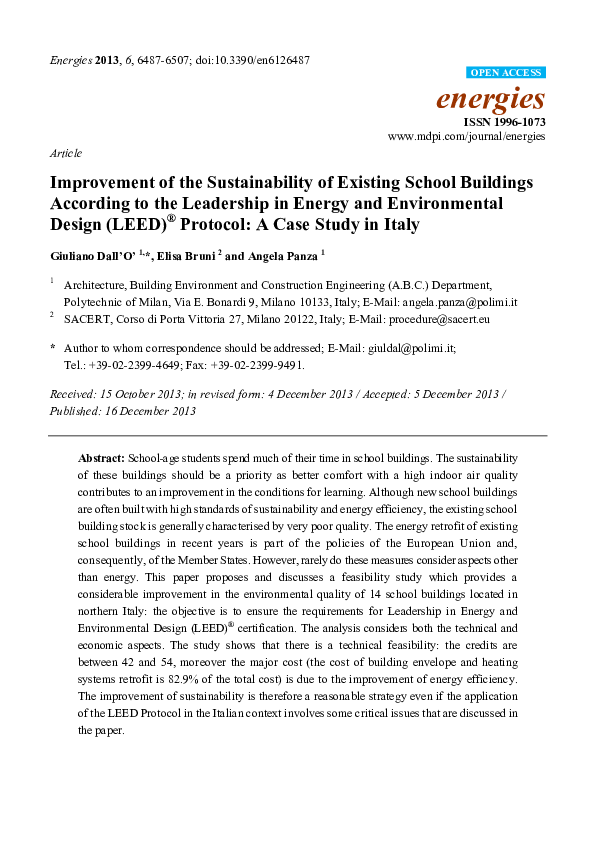 (PDF) Improvement of the Sustainability of Existing School Buildings ...
