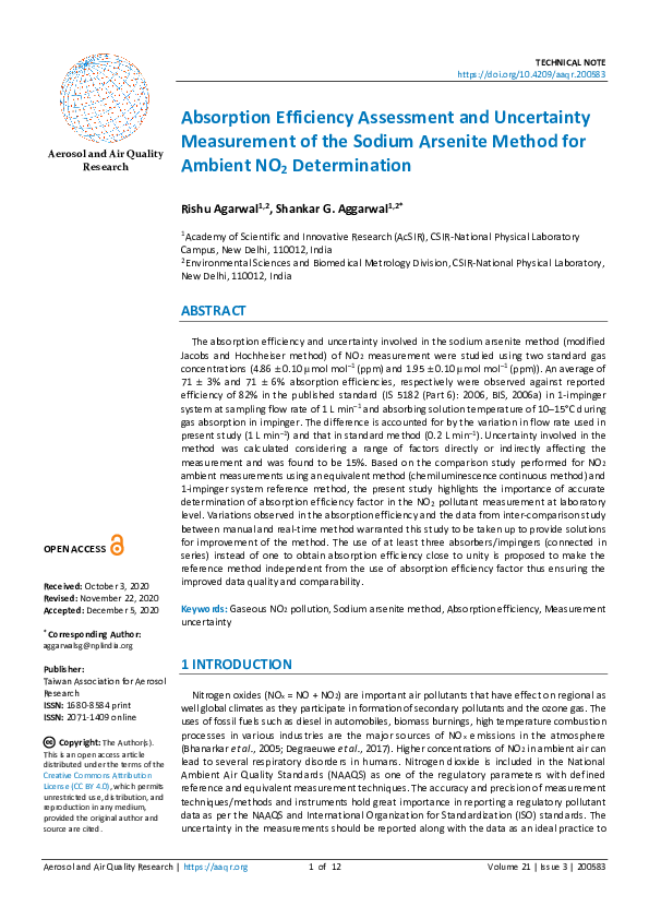 (PDF) Absorption Efficiency Assessment and Uncertainty Measurement of ...
