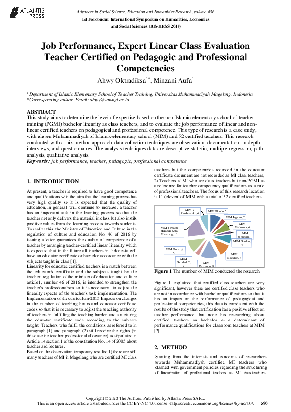 (PDF) Job Performance, Expert Linear Class Evaluation Teacher Certified on Pedagogic and ...