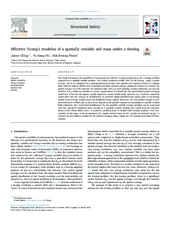 (PDF) Effective Young’s modulus of a spatially variable soil mass under ...