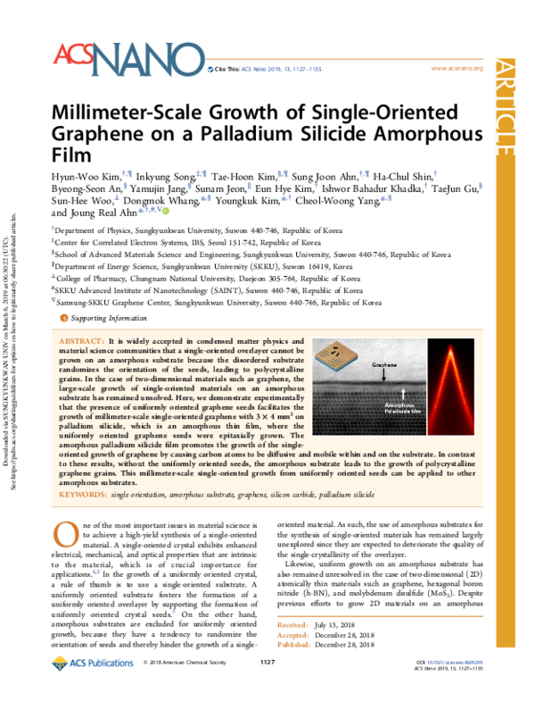 (PDF) Millimeter-Scale Growth of Single-Oriented Graphene on a ...