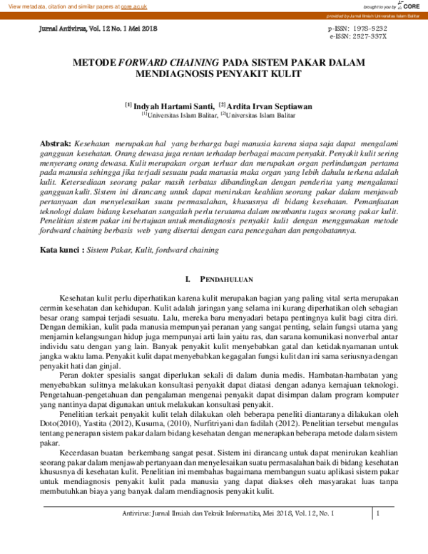 (PDF) Metode Forward Chaining Pada Sistem Pakar Dalam Mendiagnosis ...