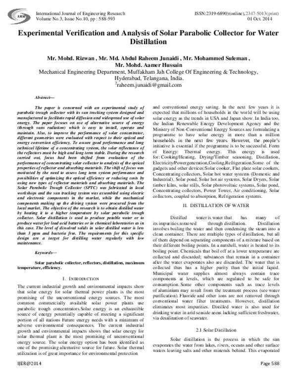 (PDF) Experimental Verification and Analysis of Solar Parabolic ...