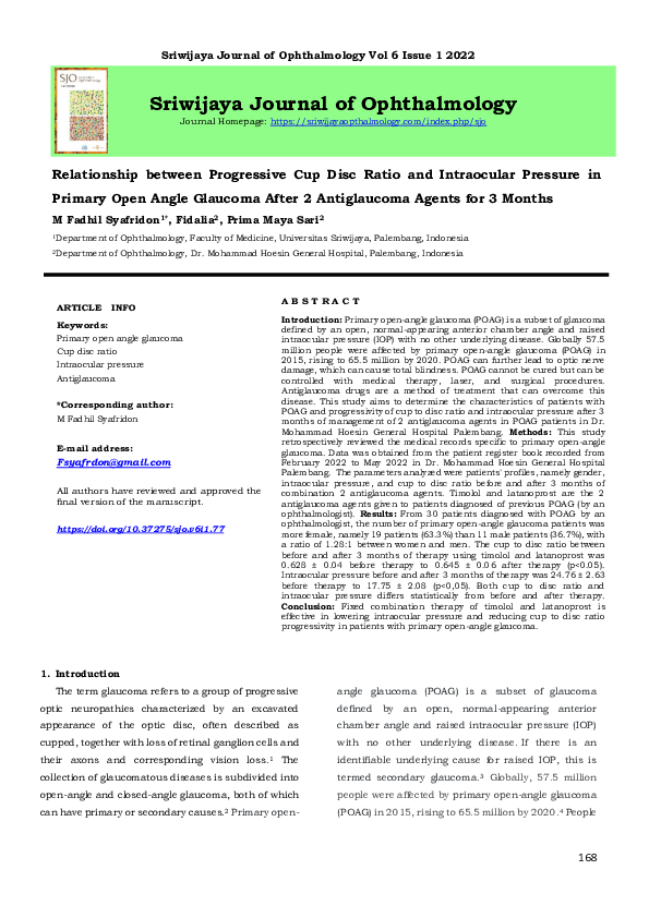 (PDF) Relationship between Progressive Cup Disc Ratio and Intraocular ...