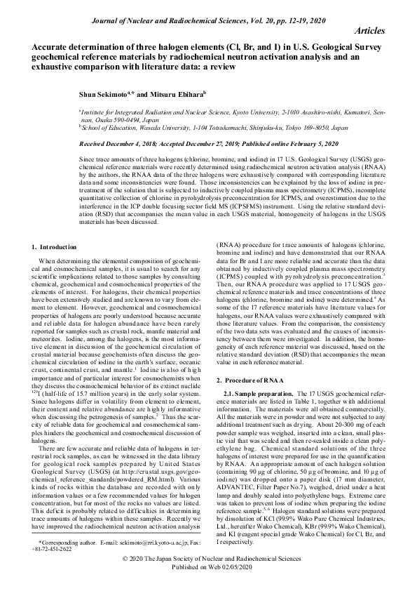 (PDF) Accurate determination of three halogen elements (Cl, Br, and I ...