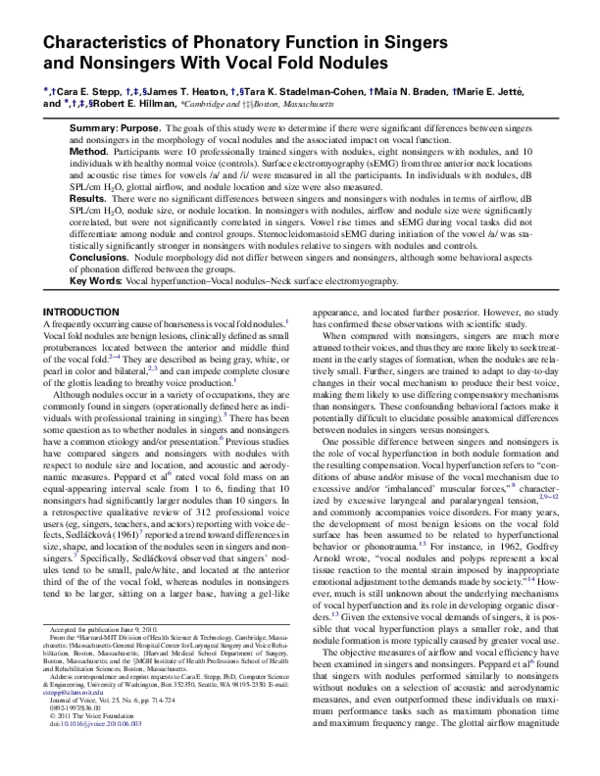 (PDF) Characteristics of Phonatory Function in Singers and Nonsingers ...
