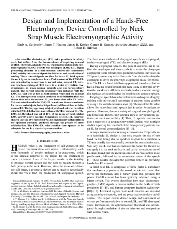 (PDF) Design and Implementation of a Hands-Free Electrolarynx Device ...