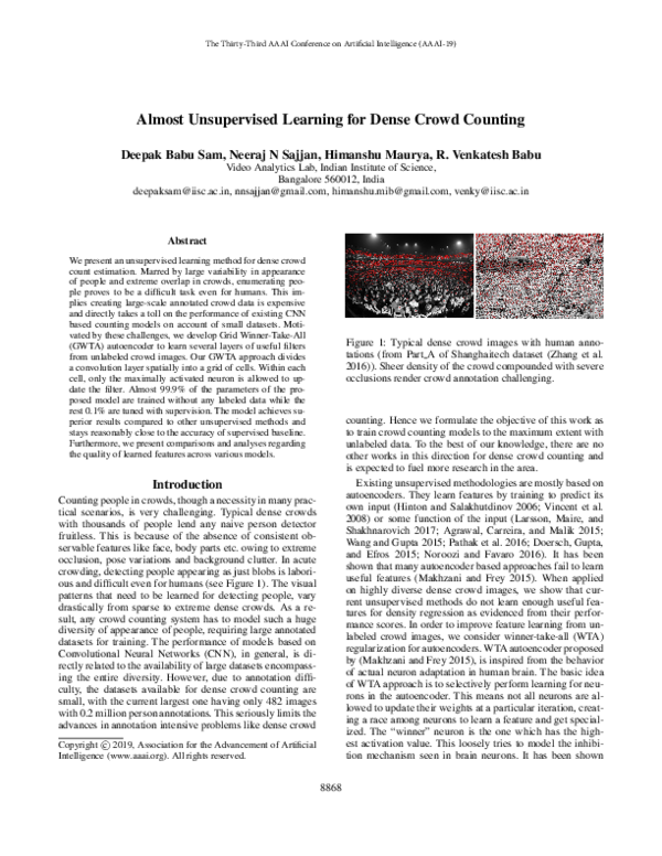 (PDF) Unsupervised Learning for Crowd Counting (PDF) Unsupervised Learning for Crowd Counting
