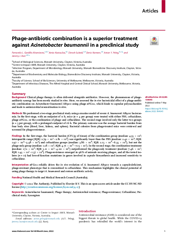 (PDF) Phage-antibiotic combination is a superior treatment against ...