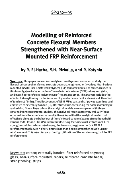 (PDF) Modelling of Reinforced Concrete Flexural Members Strengthened with Near-Surface Mounted ...