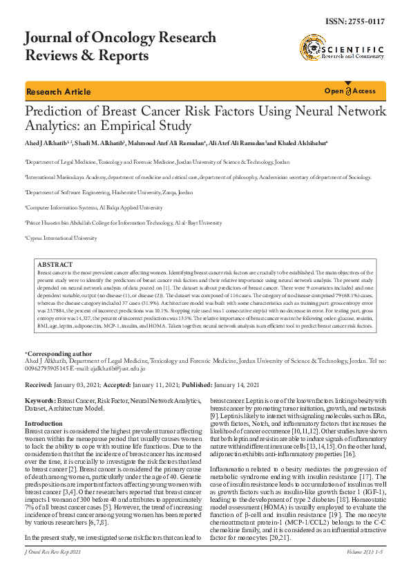 (PDF) Prediction of Breast Cancer Risk Factors Using Neural Network ...