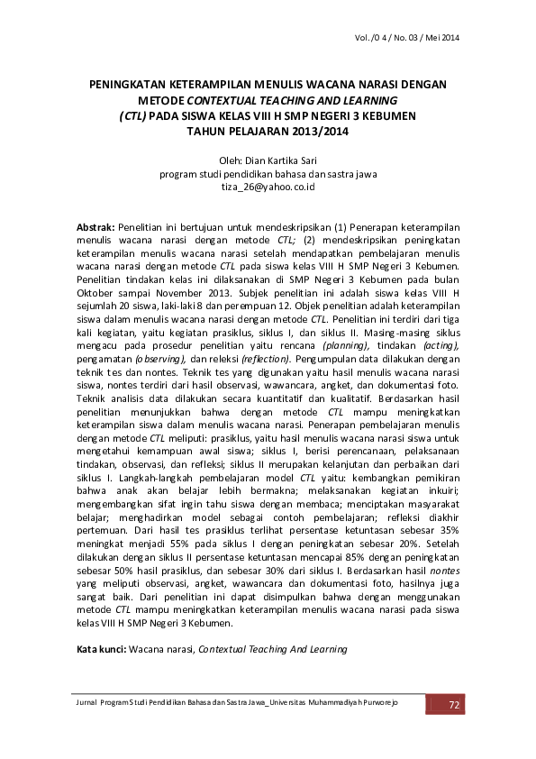 (PDF) Peningkatan Keterampilan Menulis Wacana Narasi Dengan Metode ...