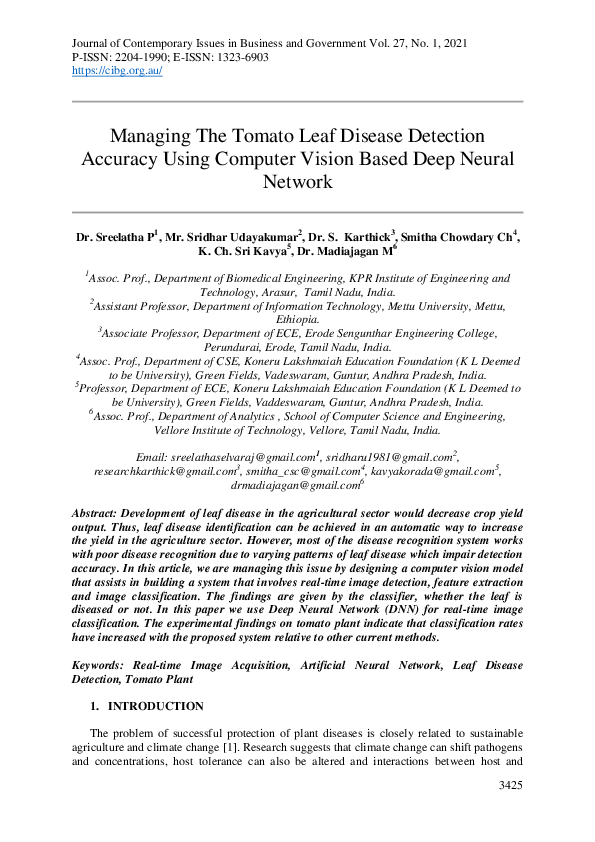 (PDF) Managing The Tomato Leaf Disease Detection Accuracy Using ...