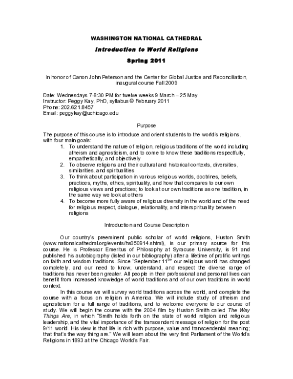 (PDF) Introduction to World Religions - Syllabus