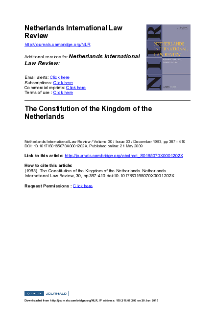 (PDF) The Constitution of the Kingdom of the Netherlands