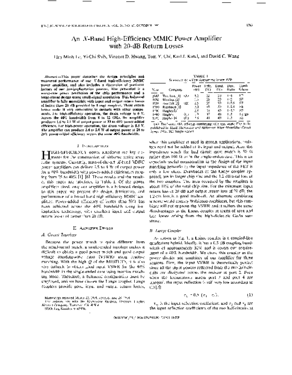 (PDF) An X-band high-efficiency MMIC power amplifier with 20-dB return losses | huy le ...