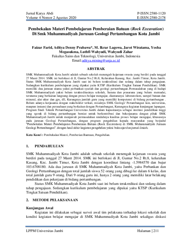 (PDF) Pembekalan Materi Pembelajaran Pemberaian Batuan (Rock Excavation ...