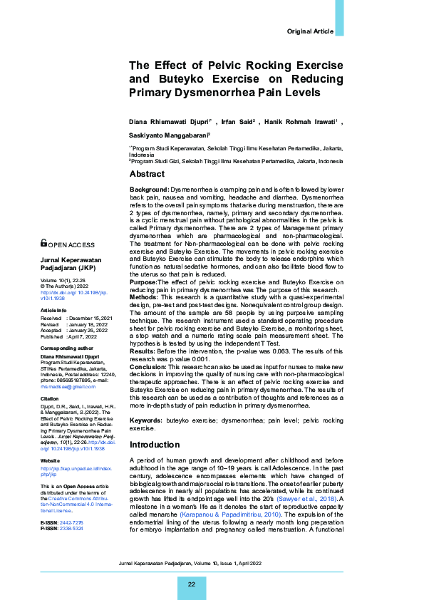 (PDF) The Eﬀect of Pelvic Rocking Exercise and Buteyko Exercise on ...