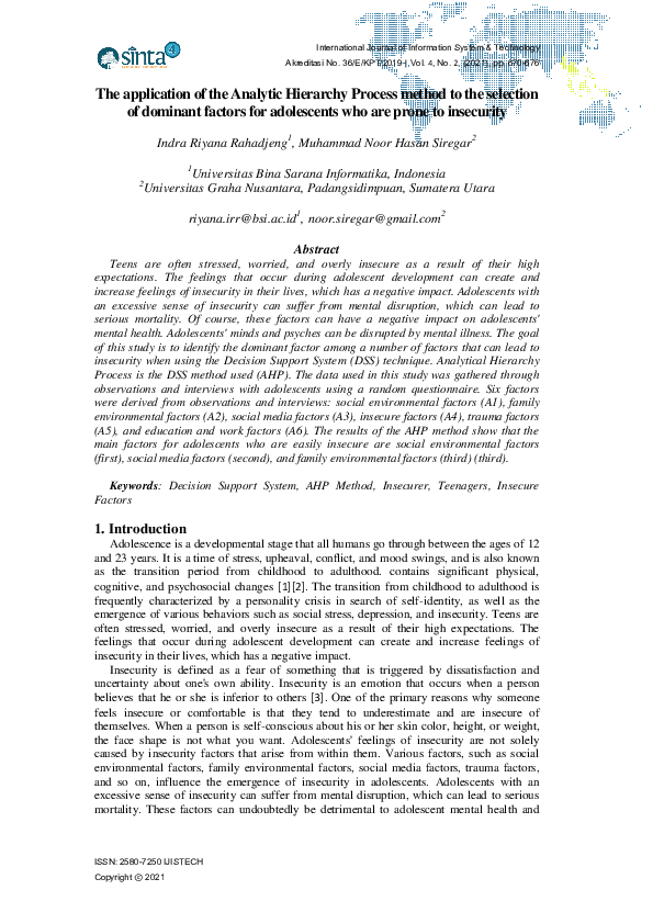 (PDF) The application of the Analytic Hierarchy Process method to the selection of dominant ...