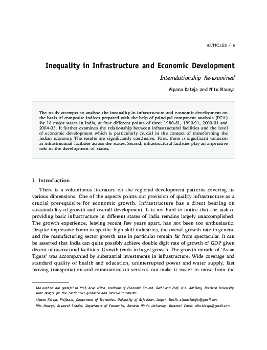 (PDF) Inequality in Infrastructure and Economic Development