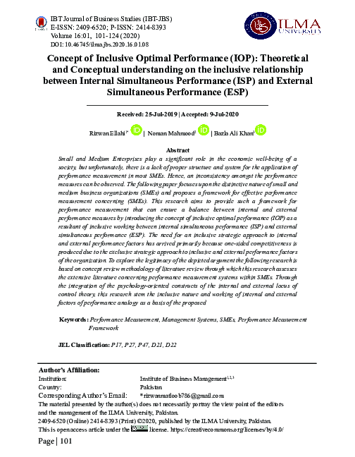 (PDF) Concept of Inclusive Optimal Performance (IOP): Theoretical and ...